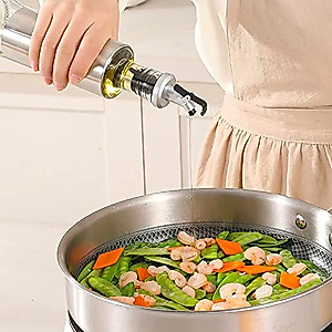 ZENG Oil Dispenser Bottle for Kitchen, Olive Oil and Vinegar Dispenser Bottle Set, Stainless Steel Oil Bottles Dispenser, Glass Oil Sauce Bottle Dispenser