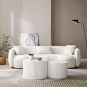 KEVINSPACE 94" Curved Sofa Modern Curved Couch Living Room Mid Century Luxury Style, 4-Seat Boucle Fabric Couch for Bedroom, Office, Apartment,Beige