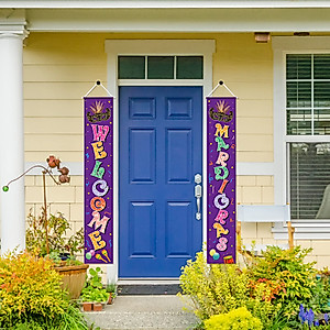 Mardi Gras Door Banner - LIYDE Mardi Gras Decorations Hanging Mardi Gras Porch Signs Outdoor Indoor Banner