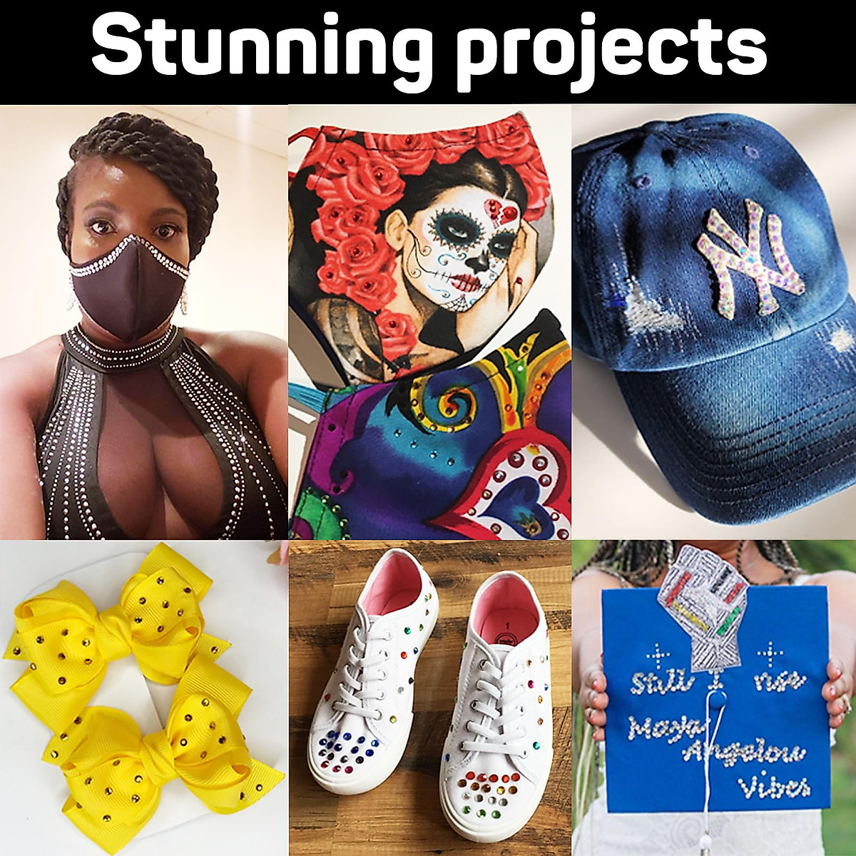 Worthofbest Hotfix Rhinestone Setter, Applicator ToolKit, Hot Fixed Wand Bedazzler Kit, 4080Pcs, AB Crystal, Clear, 14 Colors, 7 Tips, 4 Gems Sizes, Tweezers, , Jewel Picker, Trays, Zip Bag