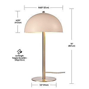 Globe Electric 52332 15" Desk Lamp, Matte Pink, Matte Brass Accents, in-Line On/Off Rocker Switch