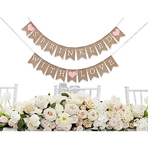 Sprinkled with Love Burlap Banner - Burlap Baby Shower Banner , Sprinkled with Love Baby Shower Decorations , Baby Sprinkle Banner, Sprinkled With Love Sign, Rustic Girl Boy Shower Burlap Banner , Photo Decoration Props
