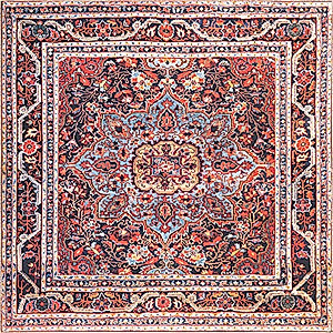 Unique Loom Timeless Collection Area Rug - Jude (7' 6" Square, Burgundy/ Black)