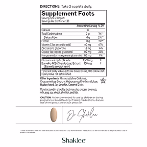 Shaklee - Advanced Joint Health Complex - Concentrated Glucosamine and Fast-Acting Boswellia Extract to Improve Joint Comfort - with Zinc, Copper, Manganese, and Vitamin C - 60 Caplets