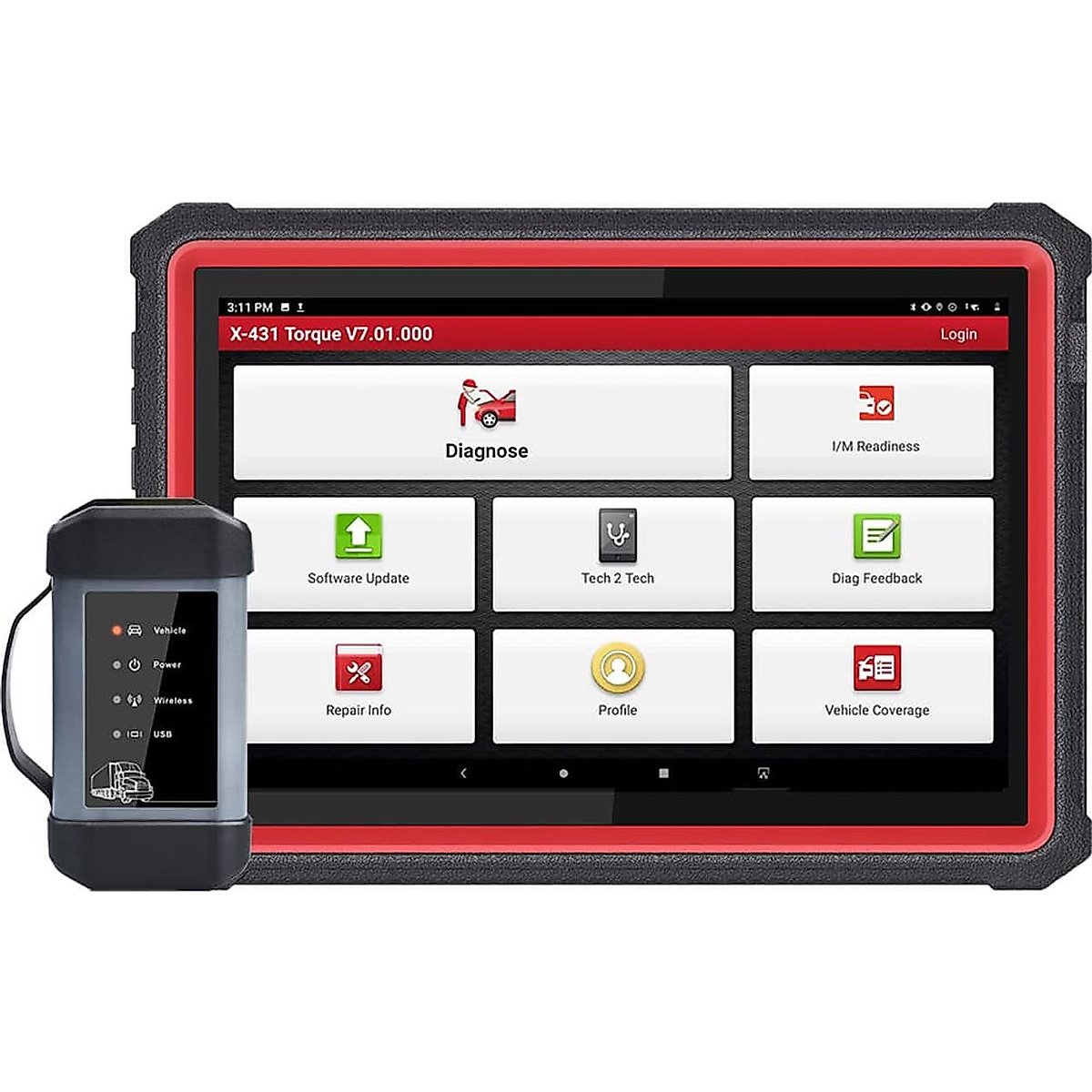 Launch Tech US Version X-431 Torque III Professional Automotive Code Assist Scan Tools, OBD2 Scanner 10.1”inch touch screen Full System Car Diagnostic Scan Tool, Free Update (301190720)