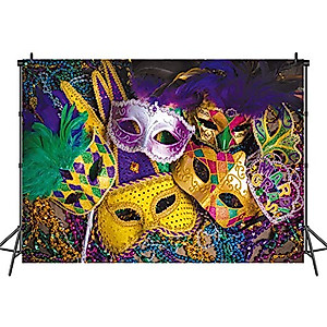 LTLYH 7X5ft Venetian Mardi Gras Backdrop Carnival Masquerade Photography Backgrounds Mask Colorful Backdrop Party Decoration Banner Studio Props 128…
