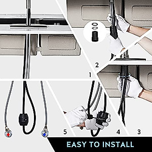 Kitchen Sink Faucet, Peppermint 3 Hole Faucet for Kitchen Sink with Pull Down Sprayer Fingerprint Resistant Single Handle Commercial Kitchen Sink Faucet with Nylon Hose, Brushed Nickel