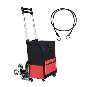 LEADALLWAY Shopping Carts for Groceries with 6+4 Wheels Portable Telescopic Handle Aluminum Stair Climbing Cart (with Rope+Shopping Bag)