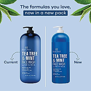 Botanic Hearth Tea Tree Face Wash with Mint - Acne Fighting, Therapeutic, Hydrating Liquid Face Soap with Pure Tea Tree Oil - for Women and Men, Paraben Free, Fights Acne - 16 fl oz