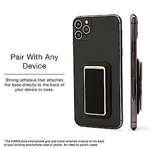 HANDL New York HANDLstick Black and Gold Professional Leather Collection Grip and Stand for Smartphone