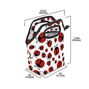 Lunch Bag Cartoon Animal Ladybugs Polka Dot Insulated Lunch Box Bag for Women Kids Children, Reusable Cooler Tote Bag for School Work Picnic Travel