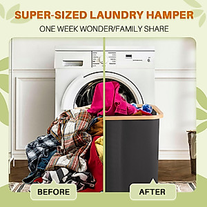 BLACK 160 L Extra Large Laundry Hamper with Lid (Dark Grey, 160L)