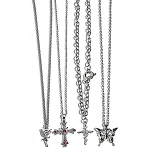 LIRUNQIN Y2k Accessories Cross Necklace Y2k Accessories Y2k Necklaces Y2k Jewelry Aesthetic Necklace Goth Grunge Necklaces