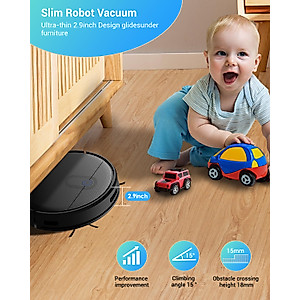 DOITION L100 Robot Vacuum Cleaner with Smart Navigation, 2500 Pa Suction, Powerful Robotic Vacuum for Pet Hair, Hard Floor, Carpet, Auto-Recharge, APP Control, Voice Control