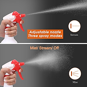 Eccliy 12 Pcs 16 Oz Plastic Spray Bottle, Empty and Reusable for Cleaning, Water, Auto Details or Bathroom and Kitchen, Commercial and Residential(Red)