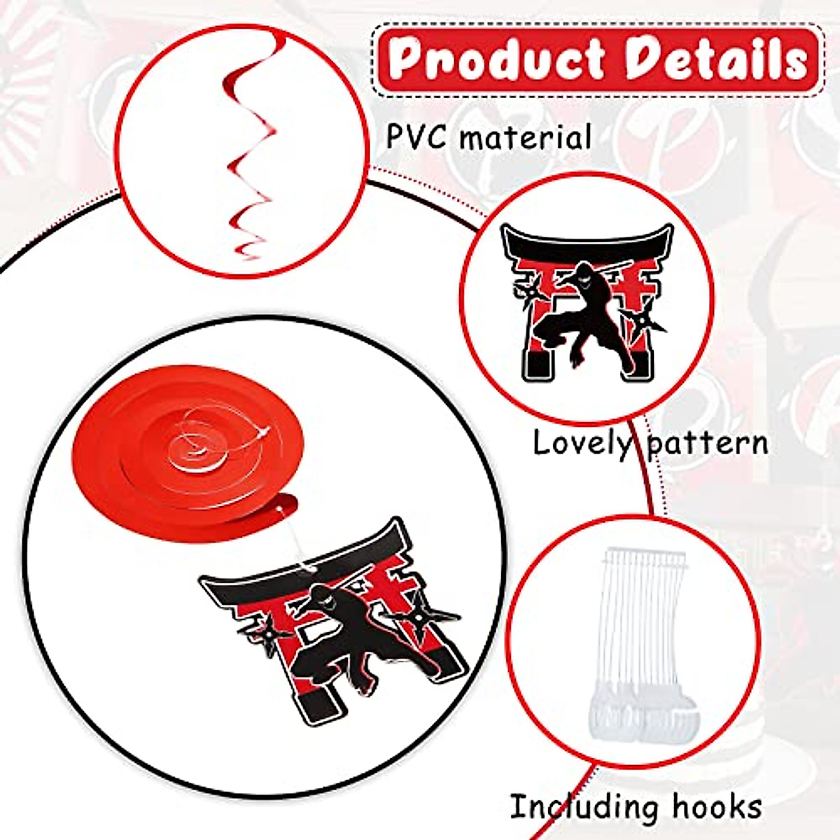 25 Packs Ninja Party Decorations Ninja Birthday Party Supplies Ninja Warriors Birthday Banner Ninja Warriors Hanging Swirls Decorations Ninja Party Supplies for Boys Ninja Warrior Themed Birthday