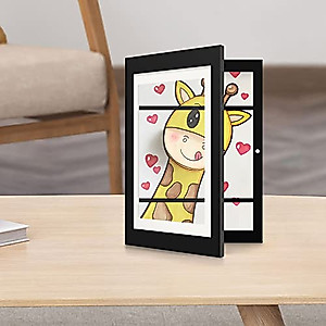 Children Art Projects 11.8'' x 8.3'' Kids Art Frames, A4 Art-Work Wooden Kid Art Frame Front Opening & Changeable Picture Display, Horizontal & Vertical Art Display for Kids Artwork, Crafts, Drawing (1 Pack/A4: 11.8 in*8.3 in, Black)