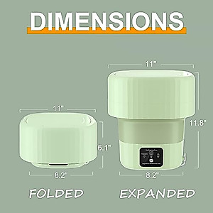 Yanpoake Foldable Portable Washing Machine and Spin Dryer 9L Compact Mini Washer for Baby Clothes Underwear Laundry Apartment RV Travel Camping, Green