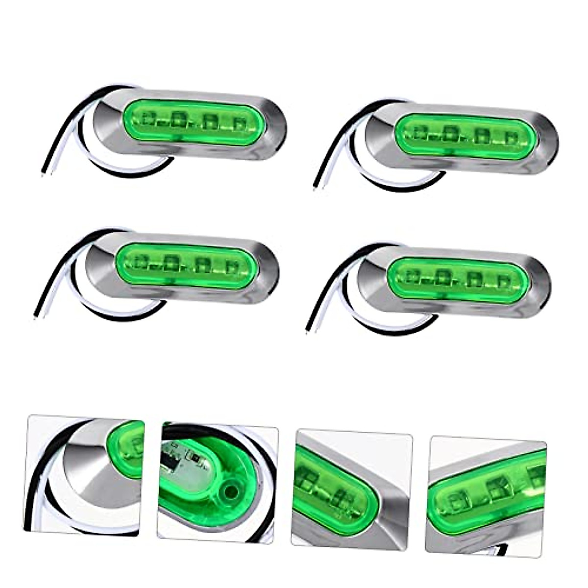 Mikinona 4pcs Boat Trailer Kit Turning Light Trailer Side Light Signal Side Marker Light Abs Truck Green LED Truck Tail Truck Indicator Light