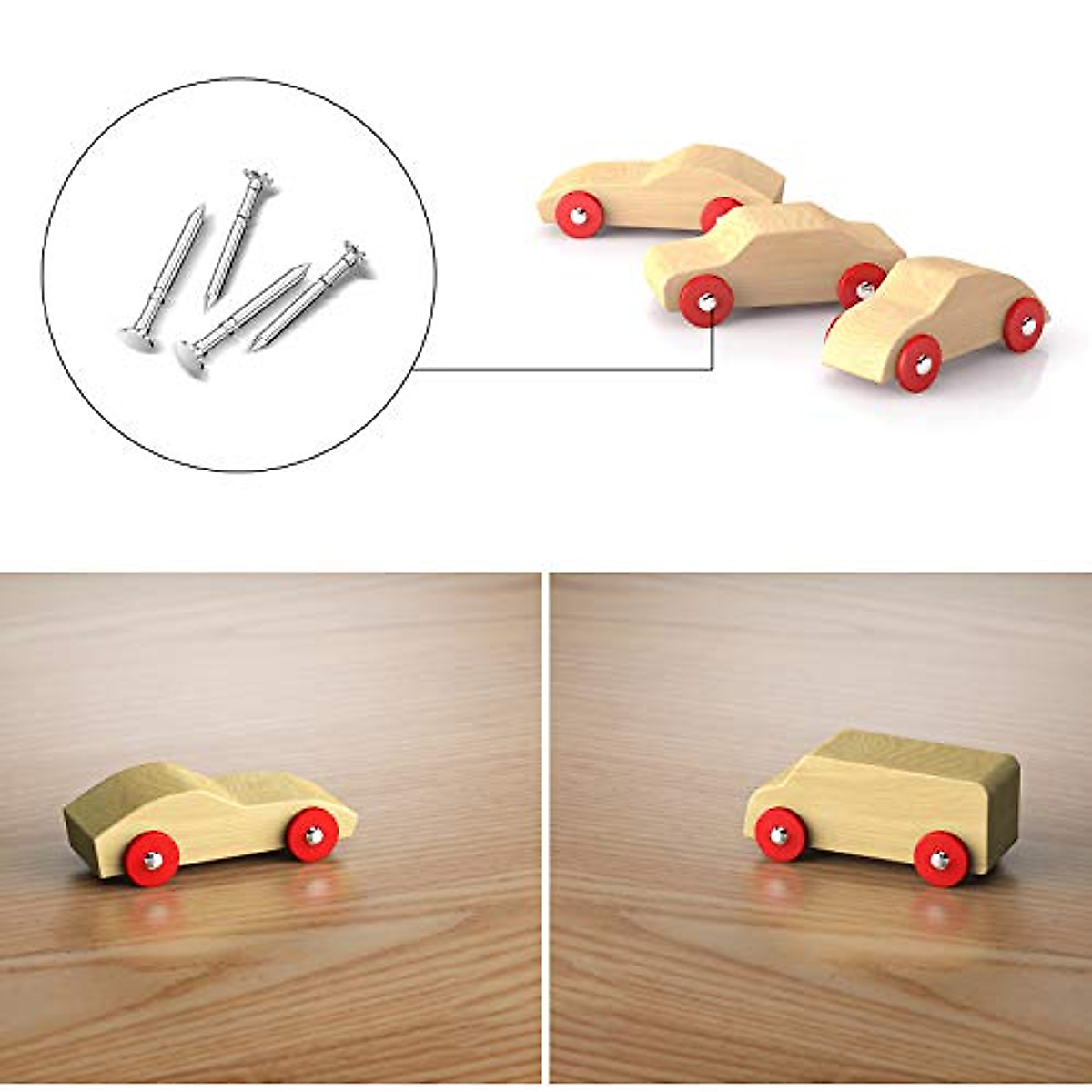 4 Pieces Derby Car Machined PRO Polished Speed Axles, 304 Stainless Steel Axles with 2 Grooves and Beveled Head Minimizes Friction to Get The Fastest Axle