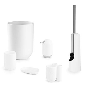 Umbra Touch Waste Can, Small Trash Can with Lid, Swing Lid Waste Basket, Garbage Can with Lid for Washroom/Bathroom, White