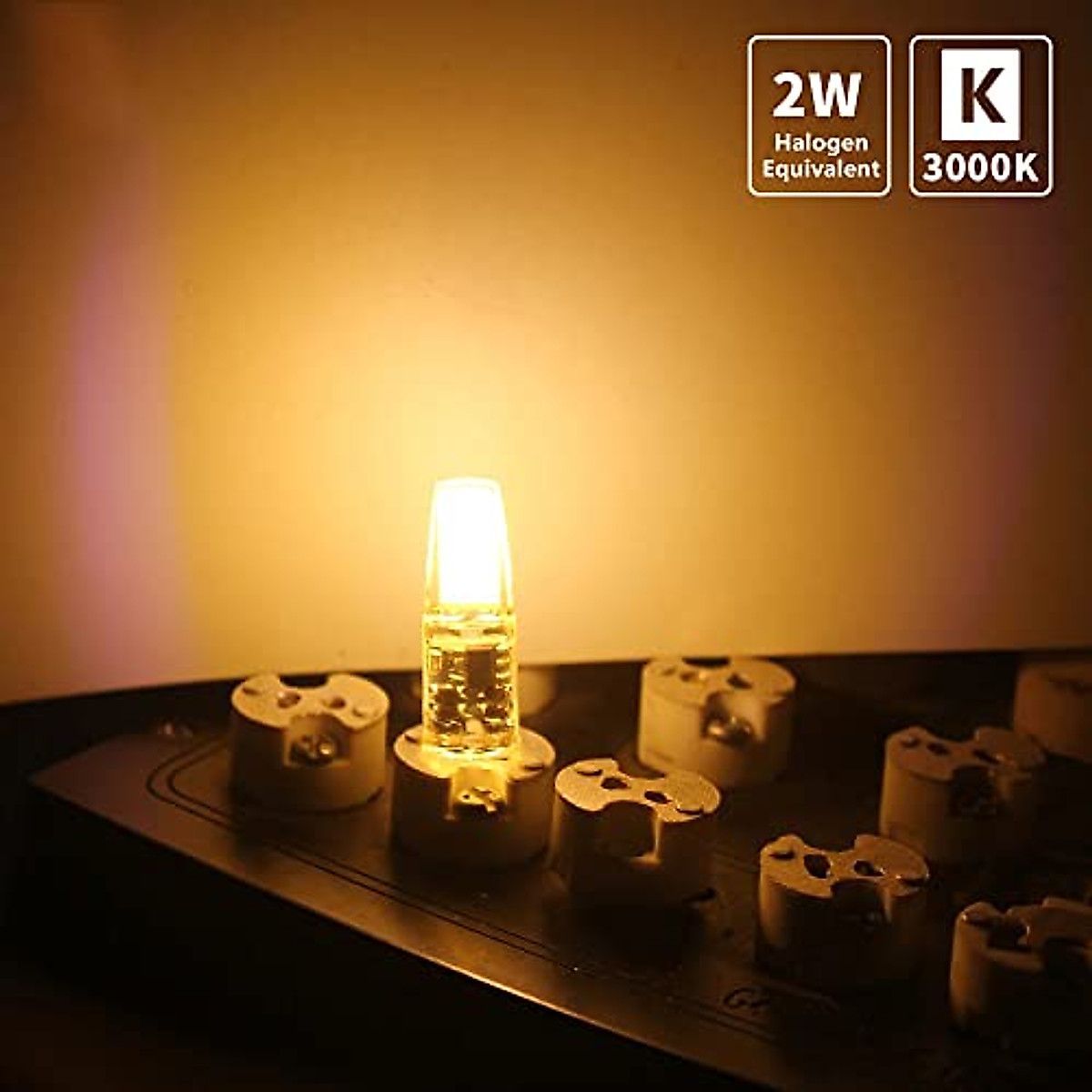 ELINKUME LED G4 Dimmable Bulbs,2W 95LM Warm White Energy Saving Bulb, Equivalent to 20W Halogen Lamp,No Flicker,DC 12V,G4 LED Pin Cap, 360°Beam Angle,10 Packs