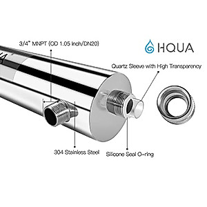 HQUA-TWS-12 Ultraviolet Water Purifier Sterilizer Filter for Whole House Water Purification,12GPM 120V, 1 Extra UV Lamp + 1 Extra Quartz Sleeve