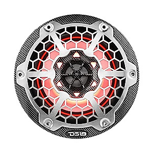 DS18 Hydro CF-65M - High End Carbon Fibre Coaxial Speaker Pair - 2-Way Marine Speaker w/Integrated RGB Lights - 375 Watt - 100% UV Stable - Water Resistant Speakers - 6.5 Inches