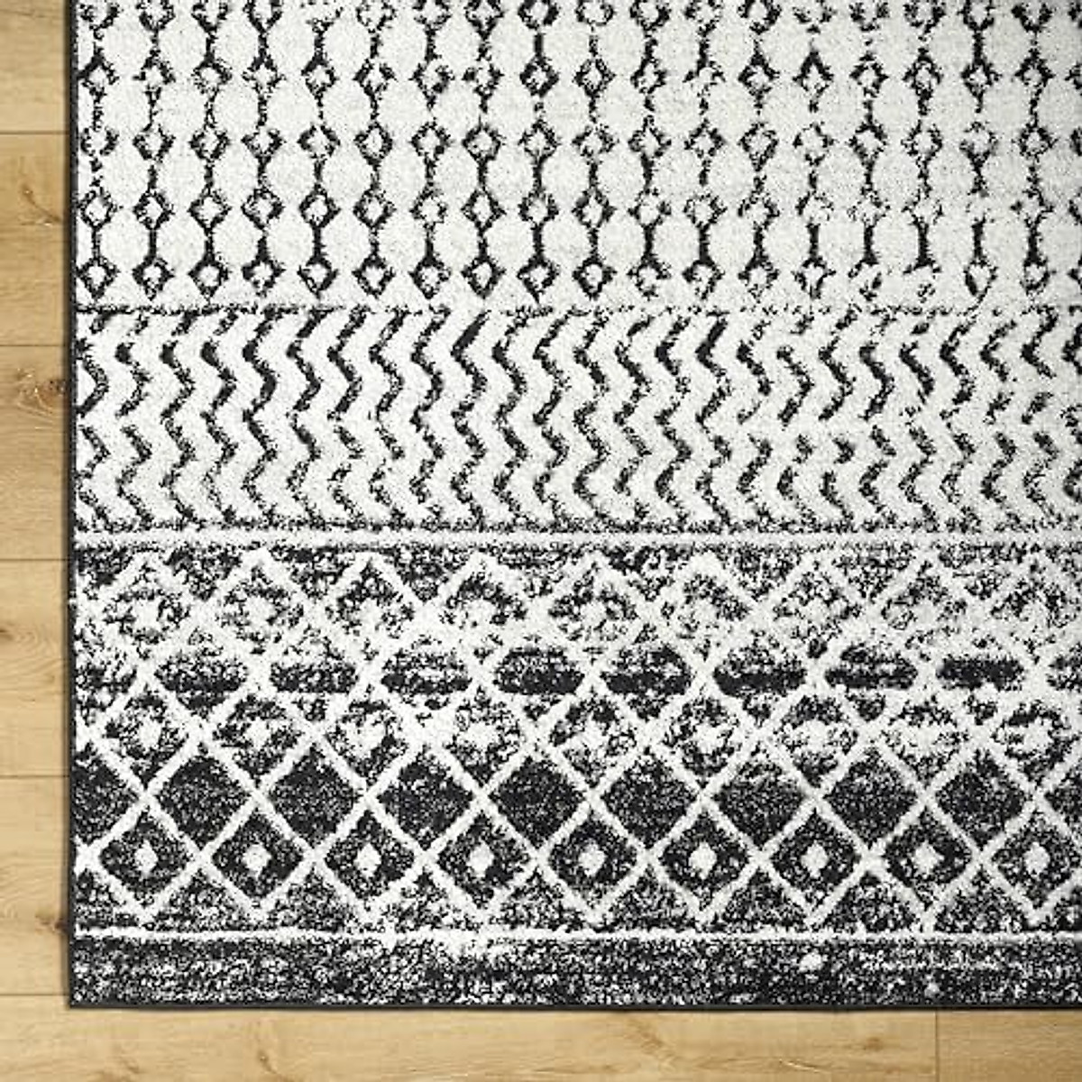 Livabliss Chester Boho Moroccan Area Rug,9' x 12'6",Black