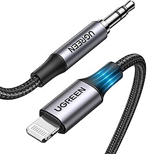 UGREEN Aux Cord for iPhone Aux to Lightning Cable for Car Adapter MFi Certified Lightning 3.5mm Headphone Male Audio Jack Compatible with iPhone 14 Pro Max/13 12 11 Pro Max/12 11 XR SE/8 Plus, 3.3FT