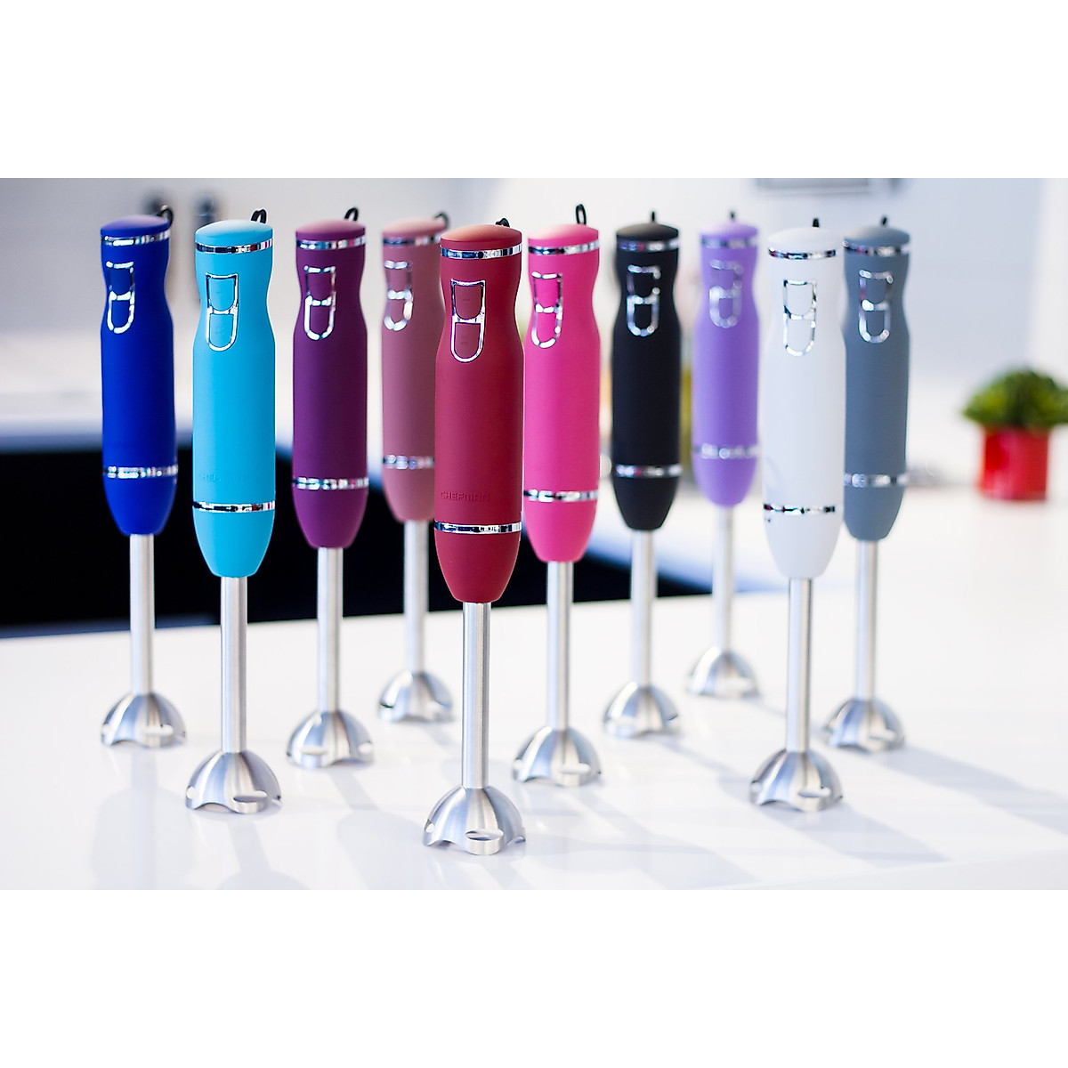 Chefman Immersion Stick Hand Blender with Stainless Steel Shaft & Blades, Powerful Ice Crushing 2-Speed Control Handheld Mixer, Purees Smoothie, Sauces & Soups, 300 Watts, Turquoise