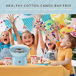 Jinnce Cotton Candy Machine,Homemade Cotton Candy Maker for Birthday Party,Christmas Gift for Kids,Portable Candy Floss Machine with 10 Cones and Sugar Scoop (Blue) (B400-pink)