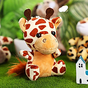 12 Pieces Mini Stuffed Forest Animals Jungle Animal Plush Toys in 4.8 Inch Cute Elephant Lion Giraffe Tiger Plush for Animal Themed Parties Teacher Student Achievement Award (Sitting)