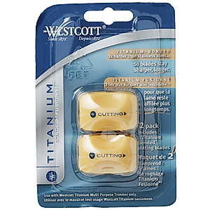 Westcott Paper Trimmer Titanium Bonded Replacement Cutting Blades for use with Trimmers 13782 and 13779, Pack of 2 (13780),Yellow