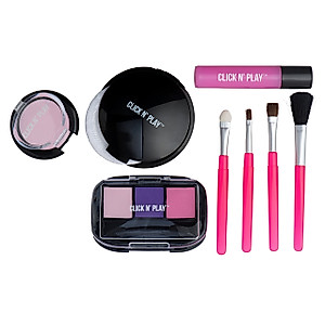 Click N' Play Cosmetic and Makeup Set for Girls, Includes Floral Tote Bag and 8-piece for Pretend Play - Pretend Makeup for Toddlers