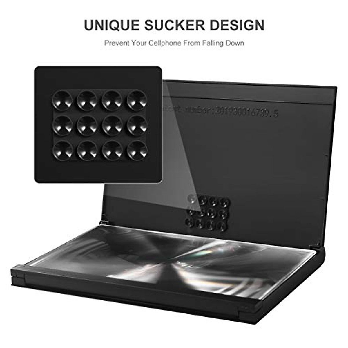 NICERIO 3D Universal Screen Magnifier,Foldable 12 in HD Cellphone Amplifier Screen Enlarger with Phone Sucker for Watching Video Movies,Compatible for iPhone Xs/X Max/XR/X/8/8Plus/Samsung/HUAWEI ETC