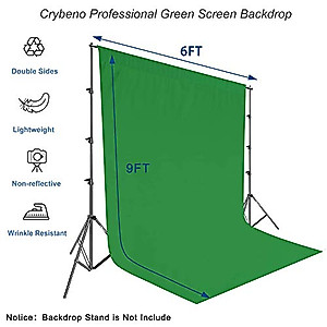 Green Screen Backdrops, Portable Solid Color Photography Backdrops Cloth, 6.0 x 9.0 ft Collapsible Green Backdrop Background for Photography, Video Studio