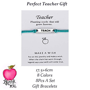 VALIJINA 8 Pieces Teach Blessing Card Bracelets for Women Men appreciation gifts Bracelets Card Teacher Bangles Teacher's Day Gift Bracelets Back to School Gifts