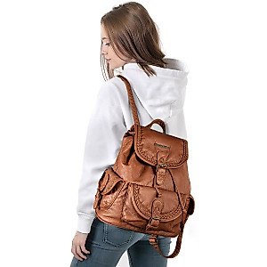 Montana West Backpack Purse for Women Soft Washed Leather Drawstring Casual Travel Large Backpacks