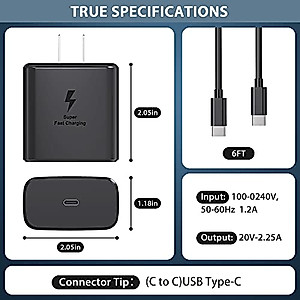 2024 New 45W Samsung Charger Type C Super Fast Charging USB C Android Charger for Samsung Galaxy S24 Ultra/S24/S24+/S23 Ultra/S23/S23+/S22 Ultra/S22+/S22, Galaxy Tab, PPS Charger & 6ft C Cable