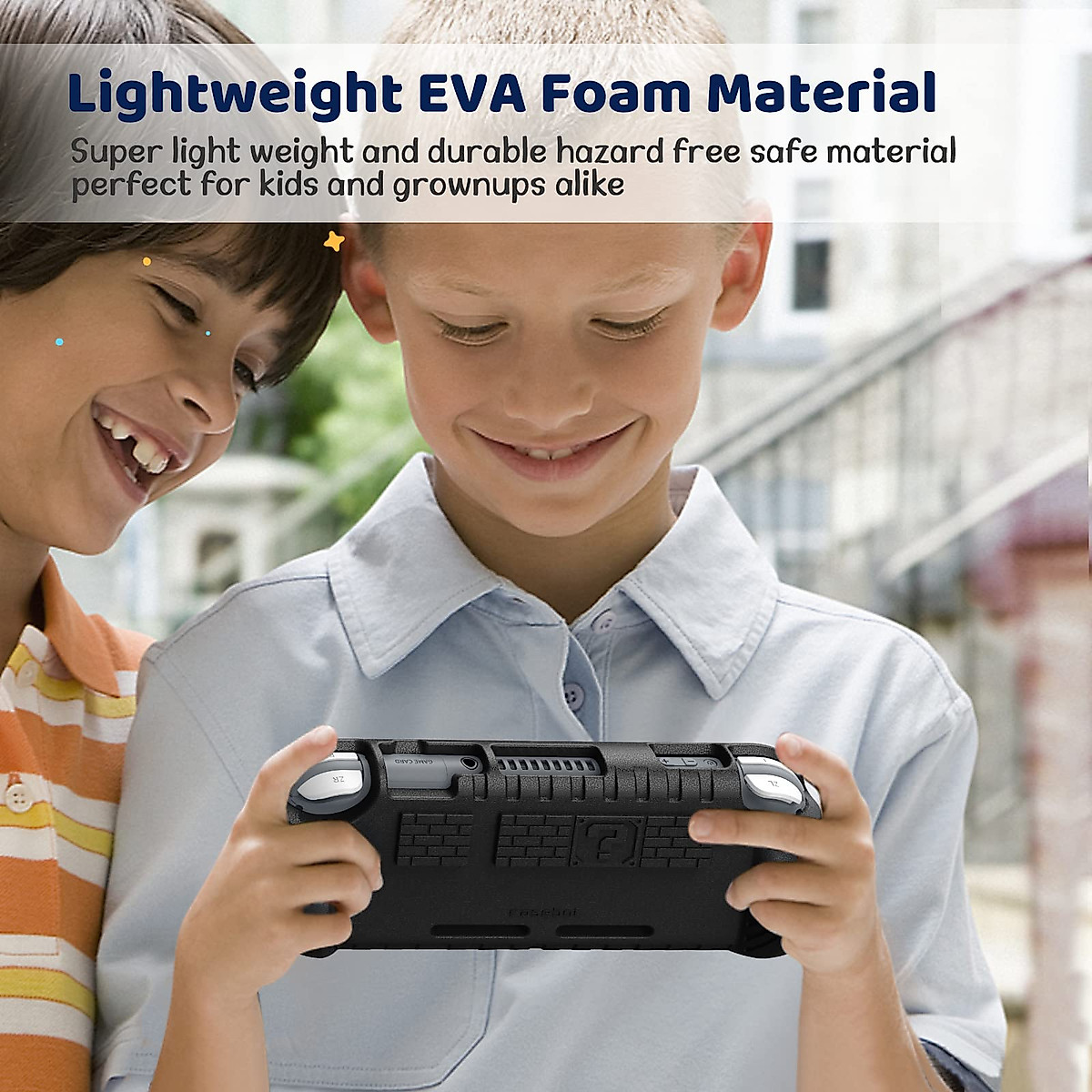 Fintie Kids Case for Nintendo Switch Lite 2019 w/2 Game Card Slots - [Ultralight] [Shockproof] Protective Cover with Ergonomic Grip, Kids Friendly Grip Case for Switch Lite Console, Black