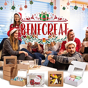 BENECREAT 30 Packs 2.5x2.5x1.2 Square Brown Kraft Paper Boxes Gift Candy Boxes with Clear Window for Wedding Party Favor Treats, Bakery and Jewelry, Festival Gift Packaging