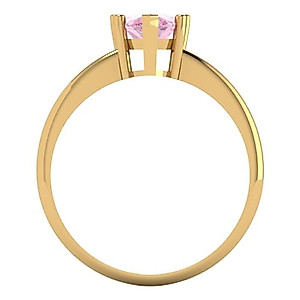 Clara Pucci 2.0 ct Pear Cut Solitaire Pink Simulated Diamond Wedding Bridal Designer Anniversary Engagement Ring Real 14k Yellow Gold