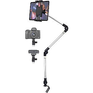 Aozcu Car or Truck Seat Rail Tablet Mount, 35" Metal Floor Seat Bolt Tablet Holder with 1/4" Adapter for Camera, Flexible Phone Stand for iPad 12.9 Air Mini, Galaxy Tabs, DSLR, 4-13'' Tablets