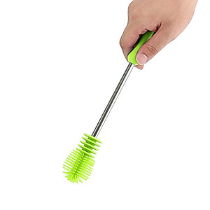 Silicone Bottle Brush, 360 Degree Rotary Silicone Bottle Brush Kitchen Cleaner with Anti Slip Handle for Throughly Stubborn Tea or Coffe, Milk Powder Scale on