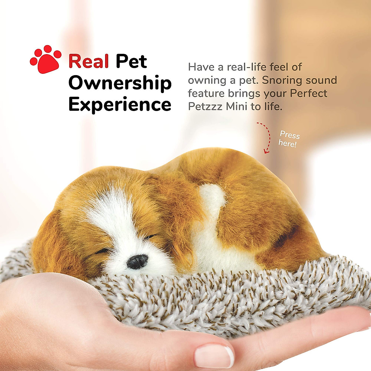 Perfect Petzzz Mini Cavalier King Charles, Realistic Battery-Operated Dog Toy, Calming Companion for Kids & Elderly