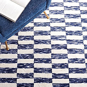 Safavieh Easy Care Collection Machine Washable 6' x 9' Navy/Ivory ECR109N Modern Contemporary Geometric Living Room Dining Bedroom Area Rug