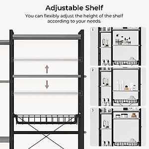 GRANNY SAYS Over The Toilet Storage Shelf, 6 Tier Metal Over Toilet Bathroom Organizer, Freestanding Over Toilet Shelf Rack with Basket & Adjustable Shelf for Bathroom, Restroom, Black