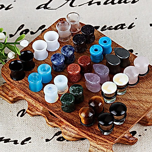KUBOOZ 32pcs set Mixed Stone Acrylic Glass Ear Plugs Tunnels Gauges Stretcher Piercings 00g