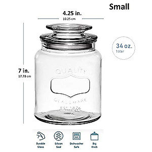 Godinger Airtight Glass Canisters Set of 3 - Round Clear Storage Containers with Sealed Lids, Chalkboard Jar Set of 3, Chalk Included – Perfect Housewarming Gift